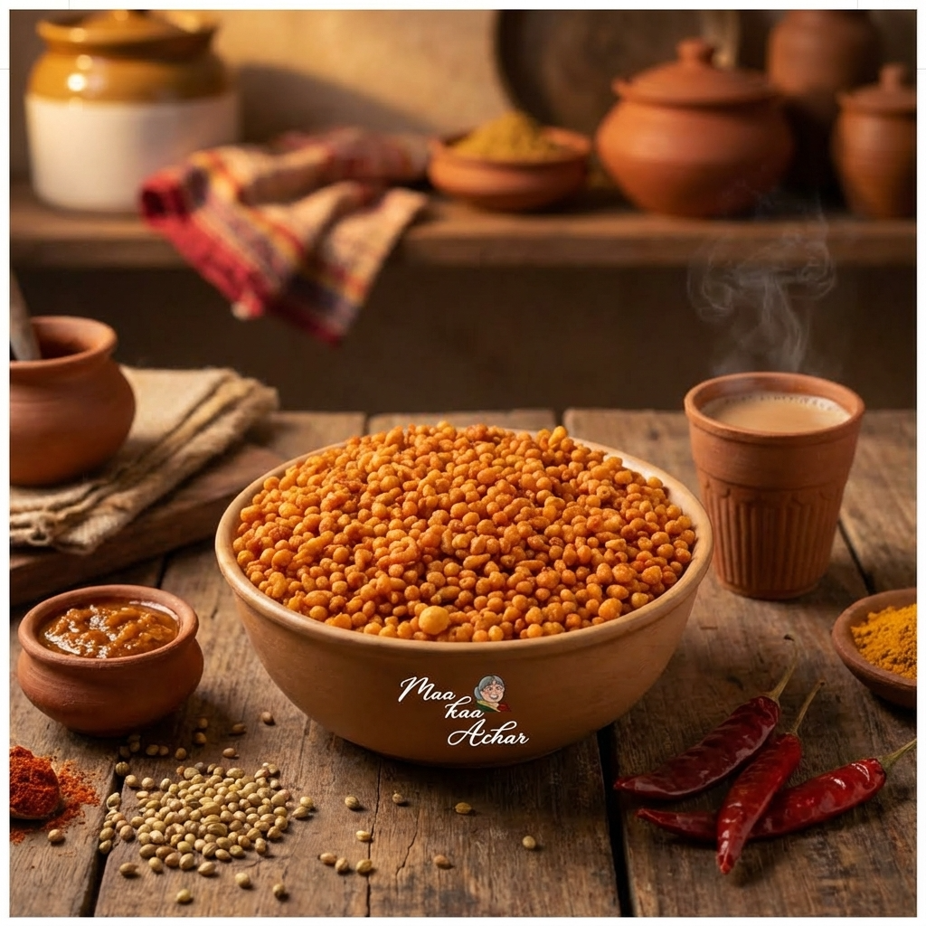 Thiki Boondi – Extra Spicy Crunchy Boondi Namkeen | Maa Kaa Achar